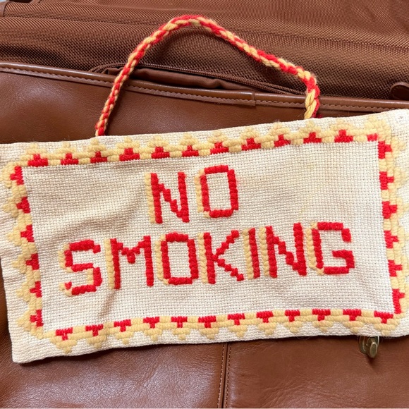 Accents | Vintage No Smoking Needlepoint Sign | Poshmark